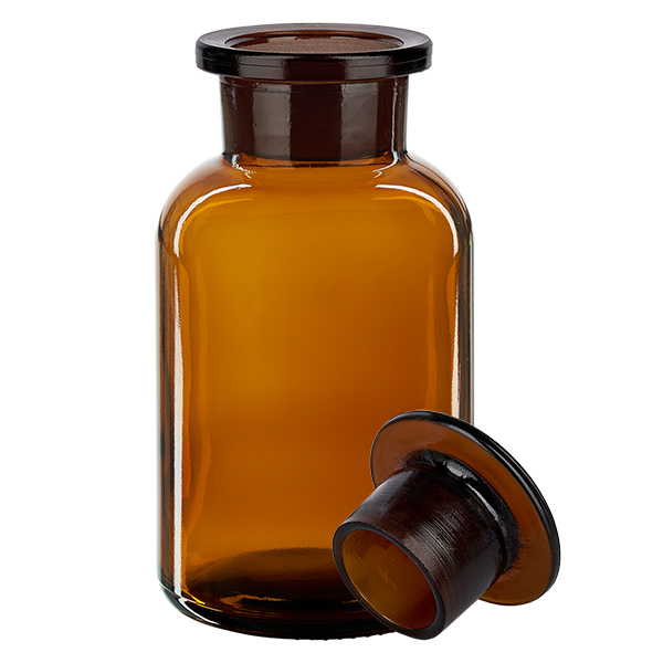 Weithals-Apothekerflaschen 250ml in Braunglas mit Glasstopfen -Im Shop
